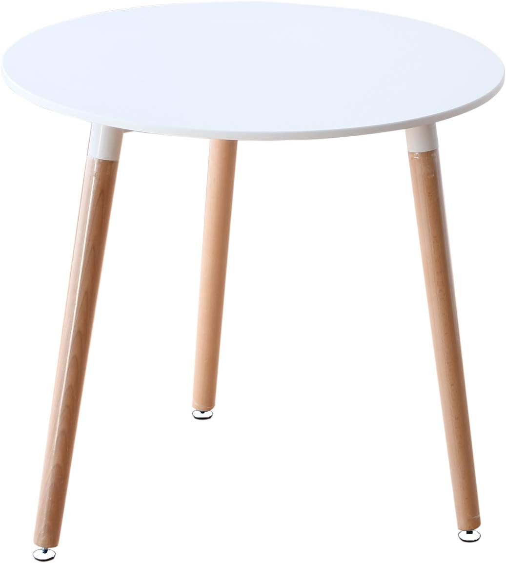 マットな質感のホワイト塗装天板と木製脚のコンビネーションは無駄のないデザインでお部屋を明るく彩ります。【サイズ】幅80×奥行80×高さ76cm【素材】テーブル：MDF（ウレタン塗装）・木製脚（ビーチ材）【中国製】【組立品】※脚の取り付けはお...