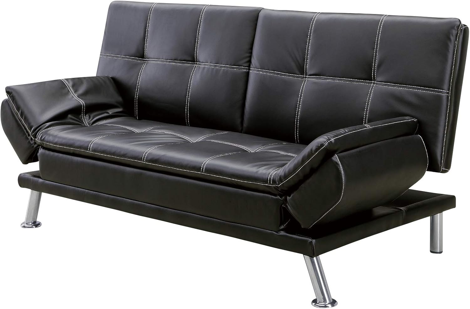 男前デザインのワイドソファベッド！【サイズ】ソファ時：幅188×奥行92×高さ96cm（座面高44cm）ベッド時：幅188×奥行115×高さ44cm【素材】張地：エアレザー（合成皮革）本体：木枠・Sバネ・ウレタン・シリコンフィル脚部：スチー...