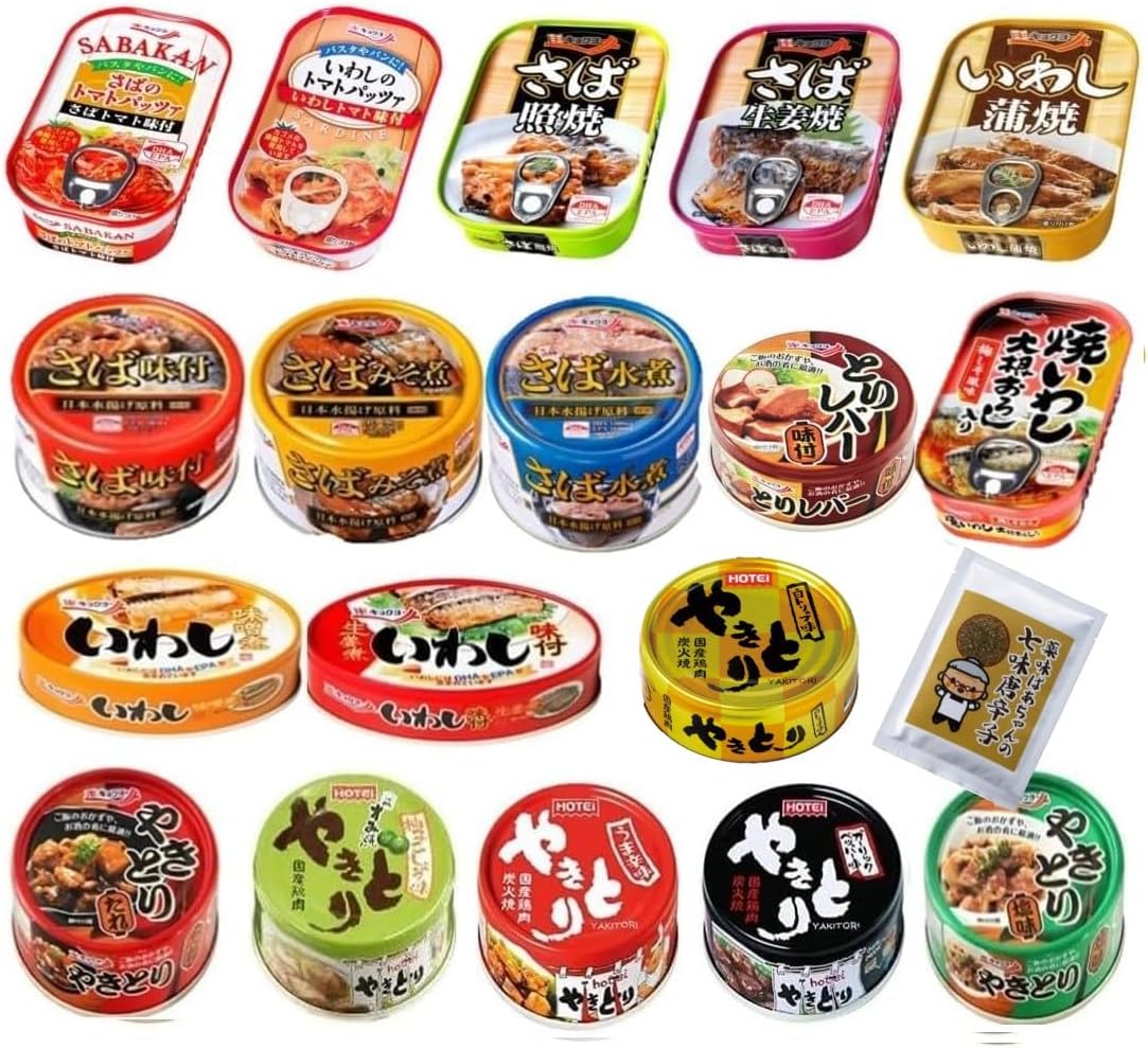 製品仕様 名称 缶詰 18缶 詰め合わせ(魚・お肉) 内容量 さば照焼 さば生姜焼き さば 味付 さば味噌煮 さば水煮 焼いわし大根おろし入り梅しそ風味 いわしの蒲焼 いわし味噌煮 いわし味付生姜煮 さばのトマトパッツァ いわしのトマトパッ...