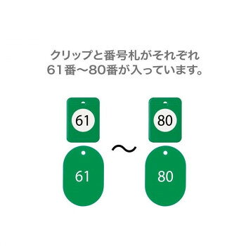クリップ+番号札。20番単位で購入できます。サイズクリップ:W33×D46×H27mm、番号札:W40×D60×H2.7mm個装サイズ：13×21×3cm重量16.7g個装重量：377g素材・材質番号札:再生樹脂クリップ:樹脂仕様61〜80...