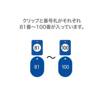 クリップ+番号札。20番単位で購入できます。サイズクリップ:W33×D46×H27mm、番号札:W40×D60×H2.7mm個装サイズ：13×21×3cm重量16.7g個装重量：377g素材・材質番号札:再生樹脂クリップ:樹脂仕様81〜10...