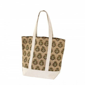 ナチュラルな素材感が楽しめるジュート×キャンバスのコンビネーションバッグ。大きすぎずちょうどいいサイズ感で、肩掛けもできる日常使いにピッタリのバッグです。「ブロックプリント」は、インドの伝統的な技法で、職人が木版を使い、一つ一つ手作業で生地...