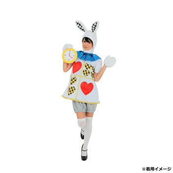 ハートのモチーフがかわいいラビットコスチュームです。童話に登場する白ウサギになりきれるかも。ハロウィン仮装、イベント、学園祭などでおススメです。※セット内容をご確認の上ご購入ください。セット内容以外は含まれません。※洗濯はできません。※モニ...