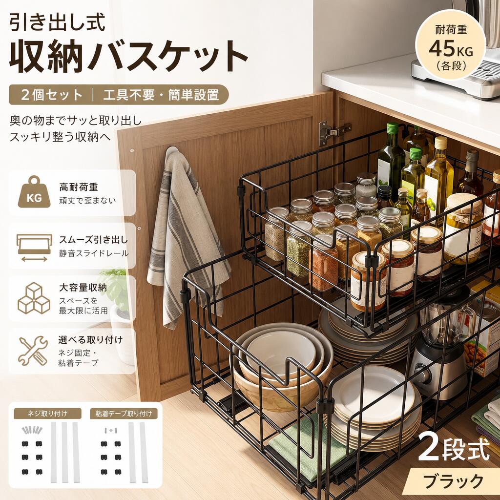 【丈夫なカーボンスチール製】 高品質なカーボンスチールを採用し、優れた耐久性と耐荷重性能を実現。底部には補強バーを備え、重い調理器具や調味料を収納してもたわみにくく、安定した使用感を提供します。表面は防錆加工が施され、お手入れも簡単です。 ...