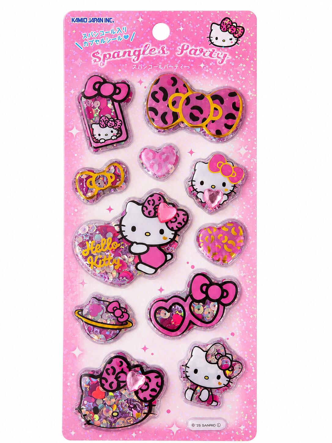 ハローキティのヒョウ柄デザインがかわいい、スパンコールパーティーステッカーです。 ぷっくりとした立体感のあるカプセルの中には、キラキラ輝くスパンコール入り。 シールを動かすと、中のスパンコールがシャカシャカ動きます。 さらに、ストーン付きの...