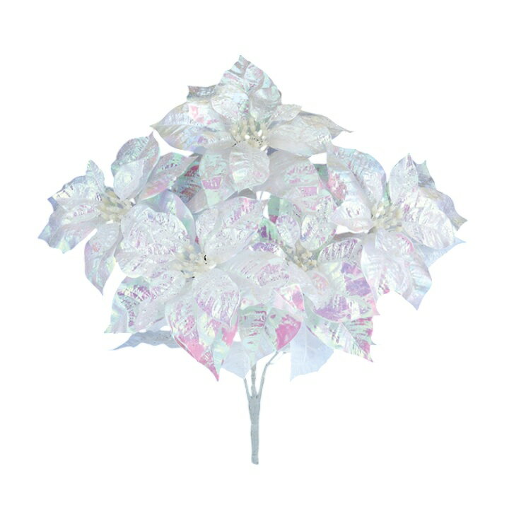 サイズ：全長48cm 花径21〜25cm リーフ13〜14cm 適合ポットサイズ:N0006素材：ポリエステルクリスマスを華やかに彩るポインセチア！オーロラ調で気品のある商品です。グリッター付きなので、光に当たると輝きます。サイズ：全長48...