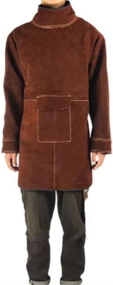 【保護力抜群】防炎加工剤は、牛革製で、柔らかく快適なフィット感で、耐熱、耐磨耗。縫線が丈夫で防炎になります。革が厚くて、普段の運搬、摩擦などにも問題がありません。 【幅広く利用可能】溶接用エプロンとして使えるだけでなく、木工労働者、工房、ガ...