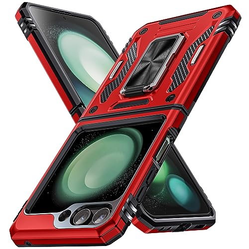 ■商品説明■ Galaxy Z Flip5 ケース リング付き スライド式カメラプロテクター付き 衝撃吸収 保護ケース PC スタンド機能 車載ホルダー対応 金属リング 擦り傷防止 滑り止め Galaxy Z Flip5 カバー カバー 耐...