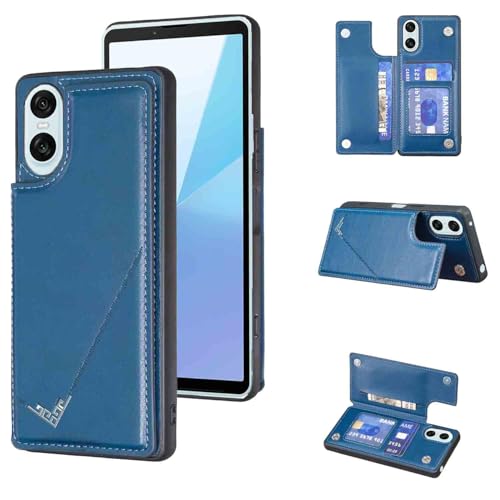 ■商品説明■ Xperia10 VI SOG14 SO-52E XQ-ES44 ケース 背面 カードケース 新型 薄型 軽量 ビジネス 日常 デイリー 耐衝撃 キズ防止 衝撃吸収 スマホケース カード収納 横置き機能 スマホカバー ネイビー...