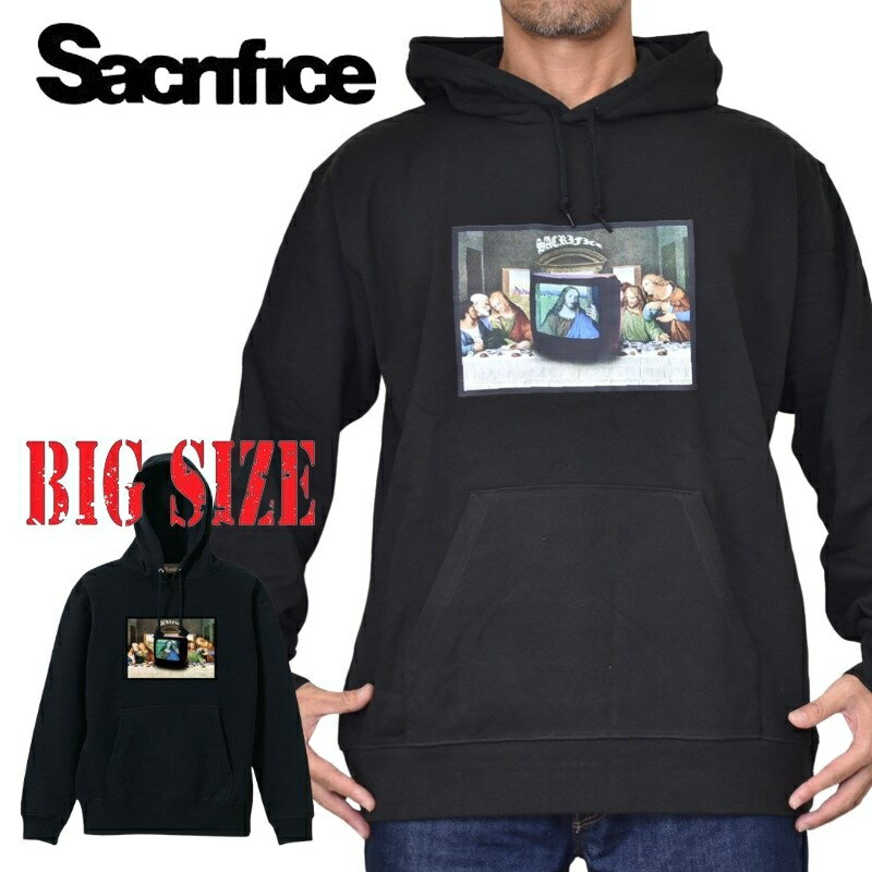 ■サイズ：XXL　（4L相当）■着丈 ：約74cm■身幅 ：約71cm■肩幅 ：約66cm■袖丈 ：約67cm■素材：裏毛スウェット コットン100■カラー：[BLACK] ■SAC-PP077SACRIFICE サクリファイスTYPE T...