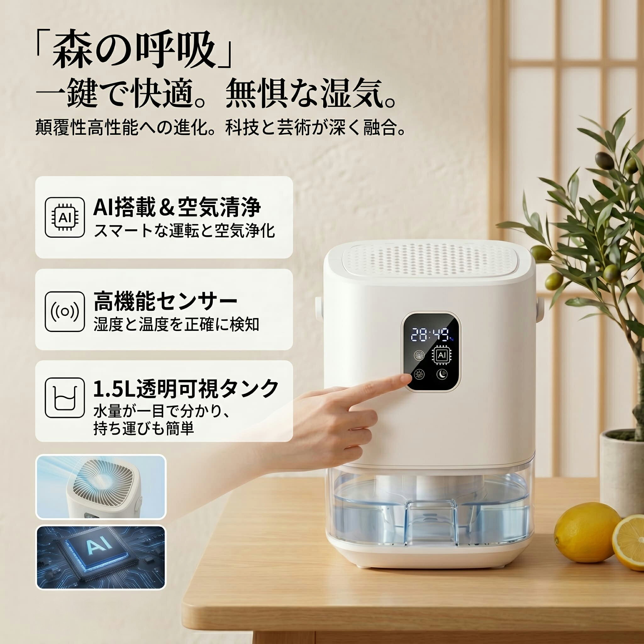 商品情報 【パワフル除湿＆幅広い空間に対応】 約3畳〜60畳程度の空間で使用できる除湿機です。室内の湿気を効率よく除去し、部屋干し時の衣類乾燥サポートにも便利。雨の日や梅雨時期でも衣類をさらっと快適に保ち、ニオイ対策にも役立つ家庭用 除湿機...