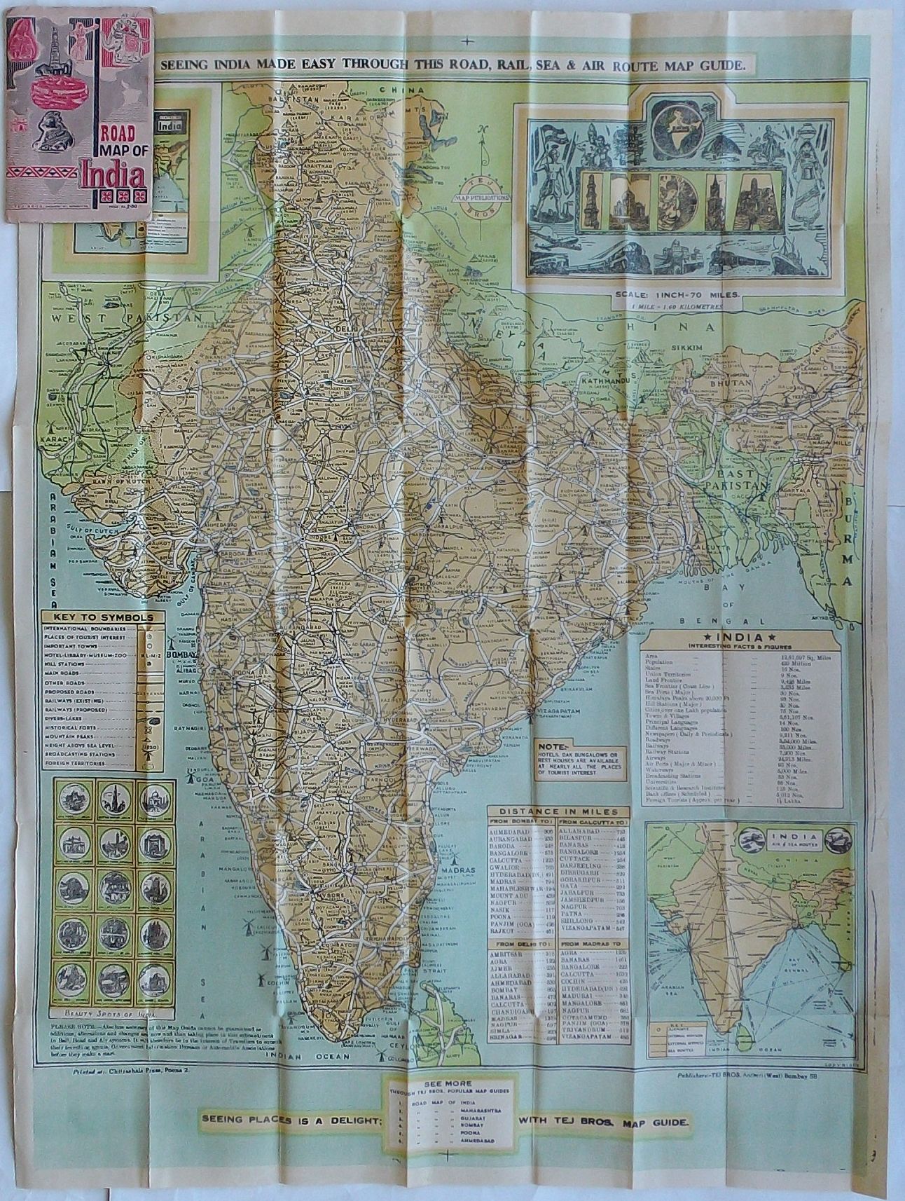 TEJ Bros. 830×620、表紙155×105 表紙付　彩色　状態経年並 地図1枚+解説18P 1964年頃