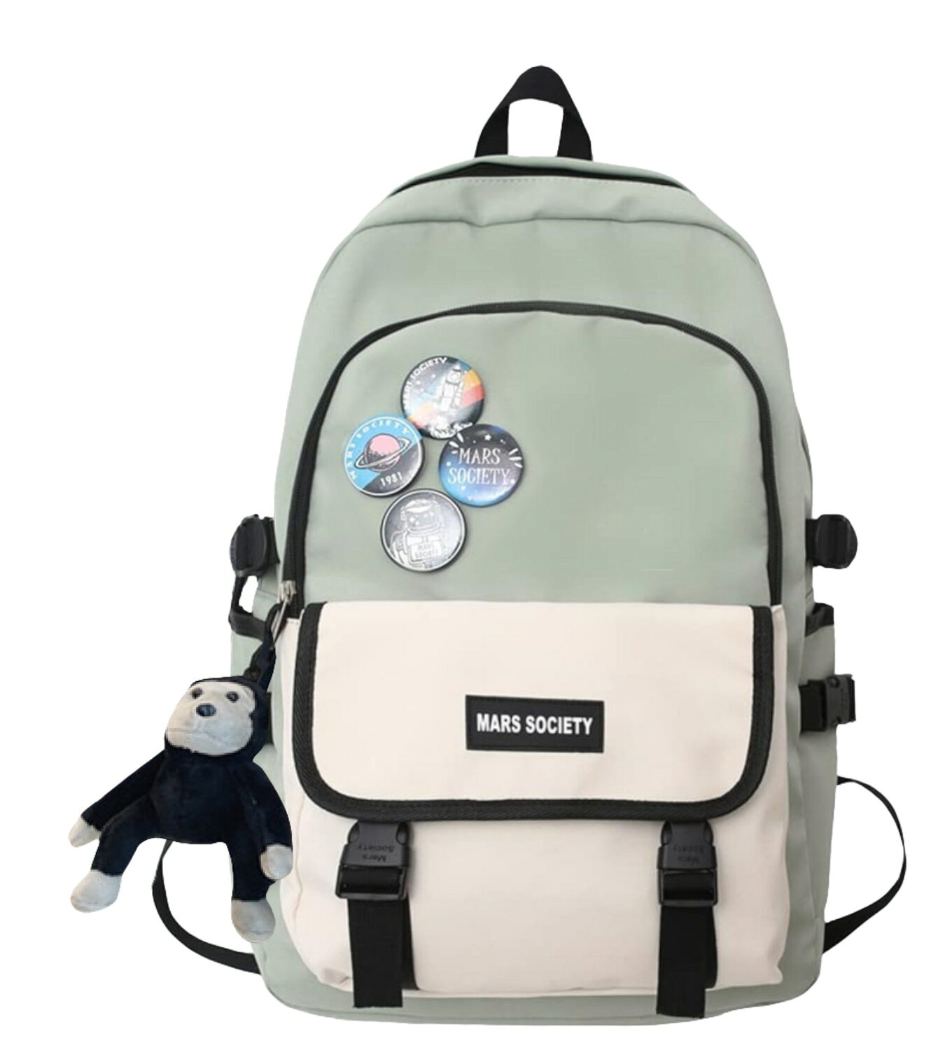 【商品説明】 ★マスコット付きで可愛さもあり、マニッシュなデザインで大人っぽさも演出できます。 ★大容量で多収納なので、通勤や通学、お出かけや運動、アウトドアなど様々なシーンで活躍します。 ★ファスナー付きのポケットやサイドポケットもあり、...