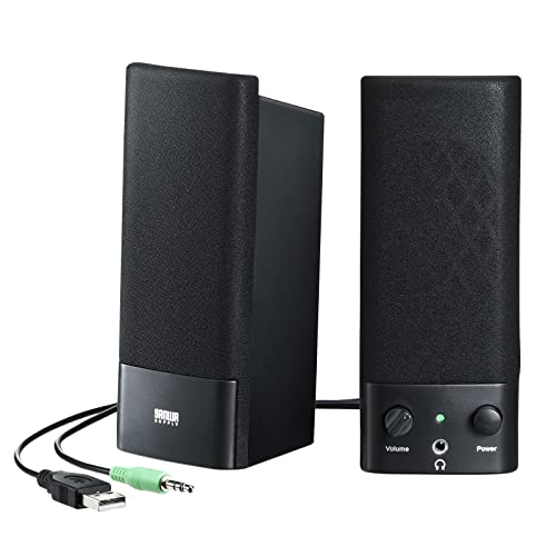 USB電源ブラック/6.6奥行きx6幅x15高さcm/MM-SPL2NU3・パッケージ個数:1・実用最大出力1W(0.5W+0.5W)のマルチメディアスピーカーです。・アンプ内蔵でヘッドホンステレオの出力端子やパソコンの音声端子につなぐだけ...