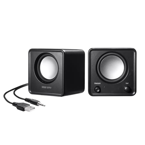 ブラック/-/MM-SPL23UBK・パッケージ個数:1・USB給電方式で、AC電源を必要としないのですっきりと配線でき、簡単に設置できます。3.5mm接続なのでモニターなど様々な機器に接続ができます。・超コンパクトサイズなので、モニター下...