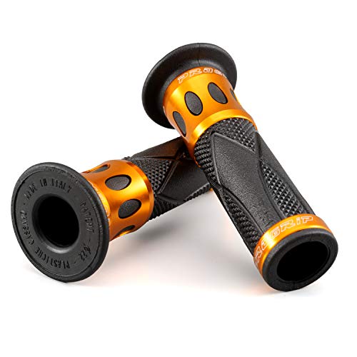 ブラック/ゴールド/122mm/98089・Color:ブラック/ゴールド・パッケージ個数:1・【用途】バイク用22mmハンドルグリップ・【材質】スタンダードラバー/アルミリング・【仕様1】サイズ:122mm、内径(左/右):22mm/25...