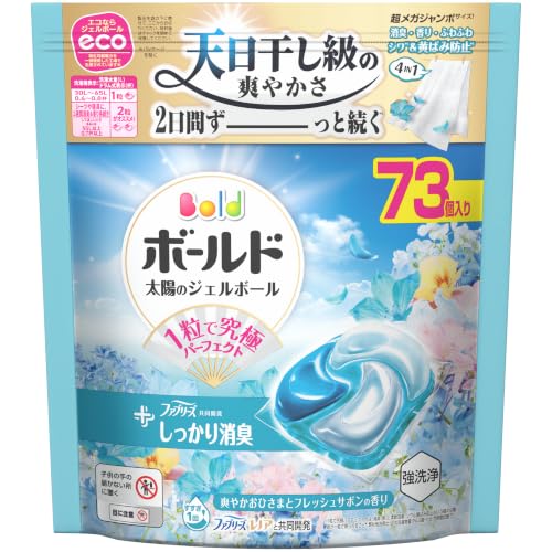 ブルー/超メガジャンボ/-・パッケージ個数:1・新しい洗濯洗剤のボールドジェルボールは部屋干しでも天日干し級の爽やかさ・ボールドジェルボールは4つの柔軟剤成分が1粒に配合 消臭・ふわふわ・香り・シワ&黄ばみ防止・爽やかフレッシュフラワーサボ...