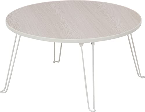 ラウンドホワイトウォッシュ (金属脚_ラウンド)/幅60cm/10859・Size:幅60cmColor:ホワイトウォッシュ (金属脚_ラウンド)・パッケージ個数:1・やさしい丸形フォルムの折りたたみテーブル・素材・材質:天板/プリント紙化...