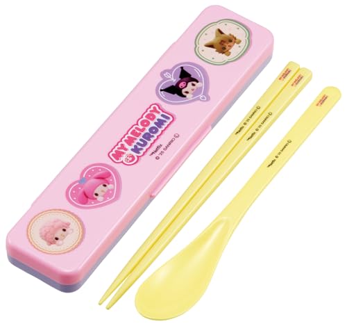 カジュアルマイメロディ＆クロミ/-/CCS3SA-62357・パッケージ個数:1・サイズ：横18.8×縦4.7×高1.8cm、箸・スプーン：18cm・材質：ABS樹脂、箸：メタクリル樹脂、フタ：AS樹脂、クッション：シリコン樹脂・原産国：日...