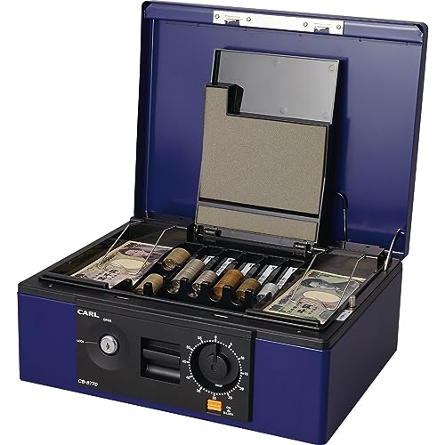 コインカウンター付きブルー/A4/CB-8770・Size:A4・パッケージ個数:1・【特長】上蓋と連動する内蓋により持ち運び時の硬貨の飛散を防止。・【本体サイズ/重量】W349×L276×H134mm / 3.6kg・【施錠方式】シリンダ...