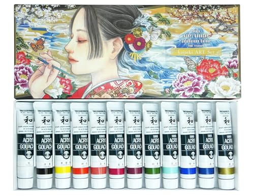 kaiteki ARTセット白 青墨 きはだいろ 緋色 苺色 梅紫 松葉色 淡水色 瑠璃色 こきはなだ 青金/-/AGJ2012K・Style:kaiteki ARTセット・ジャパネスクカラー12色セット・1本あたりの容量：20ml(6号)...