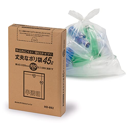 100枚半透明/45L箱入り/HD-892・Color:半透明Size:45L箱入りStyle:100枚・パッケージ個数:1・商品サイズ: 横65×縦80cm・パッケージ重量 2.7kg・商品厚さ 0.028・材質:HD(高密度ポリエチレン...
