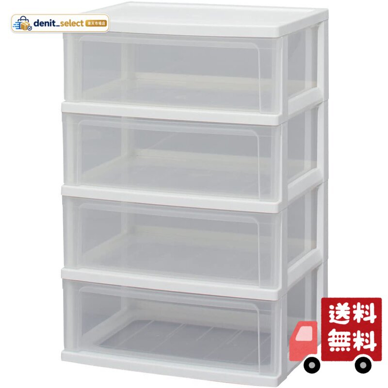 商品サイズ(約):幅54.0×奥行40.0×高さ82.2cm 重量:約5.3kg 材質 本体・引出し:ポリプロピレン ローラー:ポリアセタール樹脂 収納の目安(引出1段当たり):Yシャツなら8枚、セーターなら4枚、バスタオルなら4枚