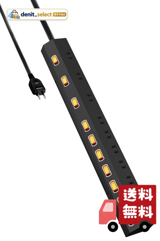 差込口毎にON/OFF切り替えができ、待機電力を節約できる個別スイッチ付きの2ピン式10個口タップです。 個別スイッチは大きめのACアダプターなどを接続しても干渉しにくい斜め配置となっています。 脚パーツを展開することで重いACアダプターな...