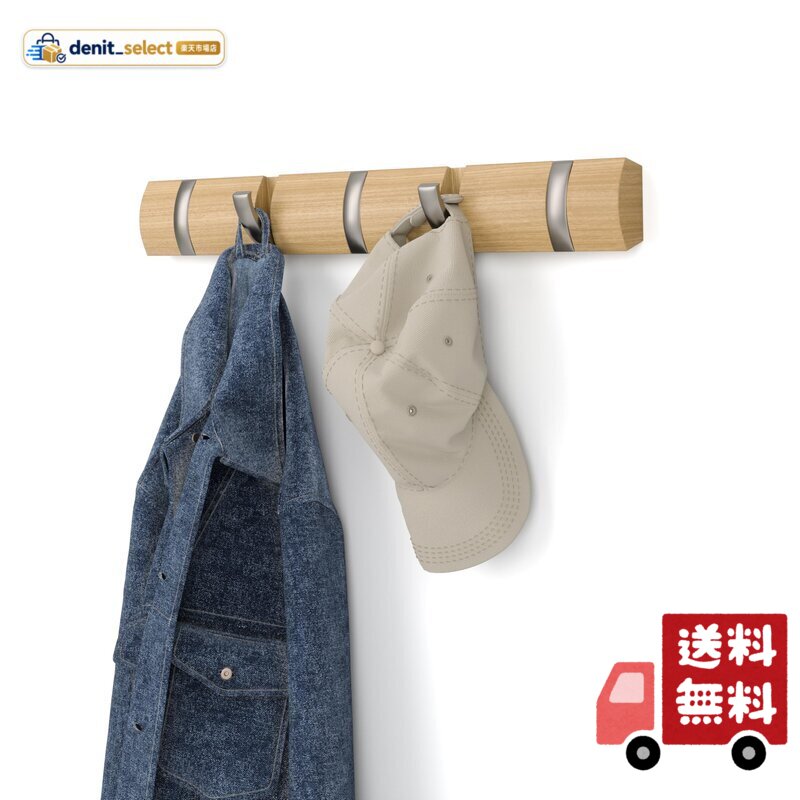 メーカー型番:2318850-390 サイズ:W50.8×D3.5×H7cm 耐荷重:1フック当たり 2kg 材質:バーチウッド 原産国:中国 付属品:ビス 本体重量:800g ご使用方法:壁に釘等をとりつけていただき、そこに本体をひっかけ...