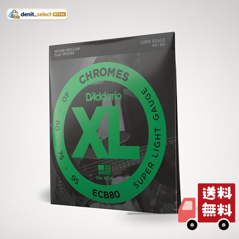 [.040 .060 .075 .095] XL Chromes Flat Wound 商品紹介 XLCHROMES(FLATWOUND) ヘックスコア(六角芯線)の周りに、下地となるベースの巻弦を施し、その上にフラットなリボン形状の巻弦を...