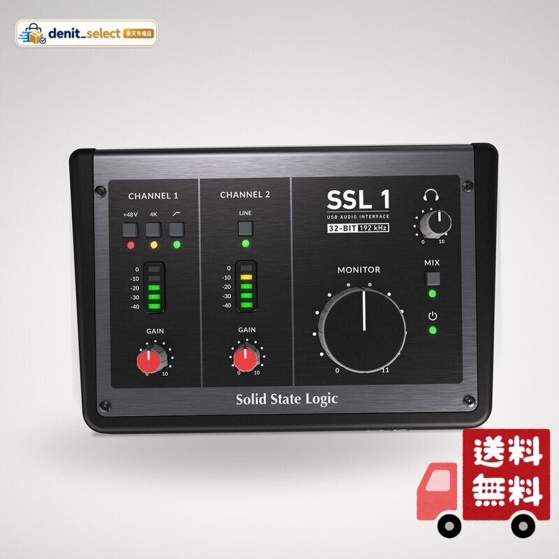 1Mic In / 1 Line&Instrument In の2chの入力。Mic In はSSL2 mkII と同じSSLデザインのクリアーで解像度が高く、ノイズの少ないハイクオリティなマイクプリを搭載。 Min In にはSSL2 m...