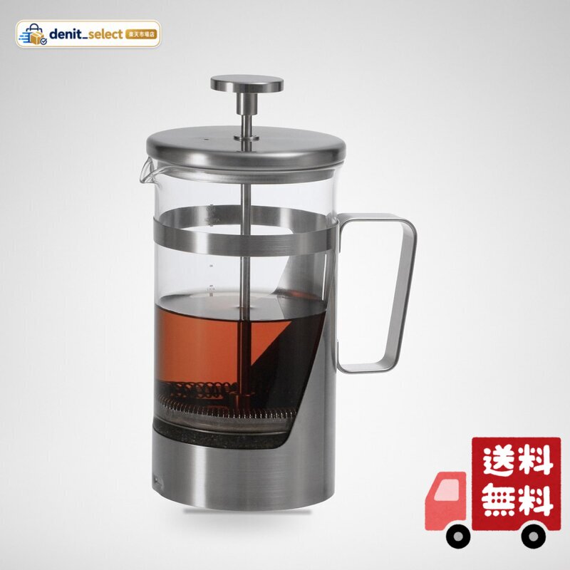【ダブルメッシュプレス式コーヒーメーカー】 オールステンレス製のプレス式コーヒーメーカー。フィルターが二重になっており、滑らかな味わいを愉しめます。径は90mmで広いため、洗いやすく、プレスした際に安定感があります。 【お茶にも】 コーヒー...