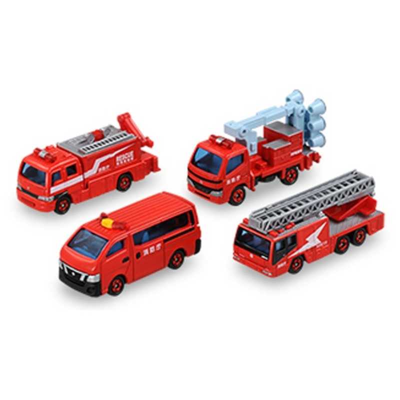 人気の消防車両コレクションがリニューアルして登場!【アクション】・サスペンション(C)TOMY照明電源車災害対策用救助車III型日産　NV350キャラバン　査察広報車モリタ・スーパージャイロラダー（C）TOMY