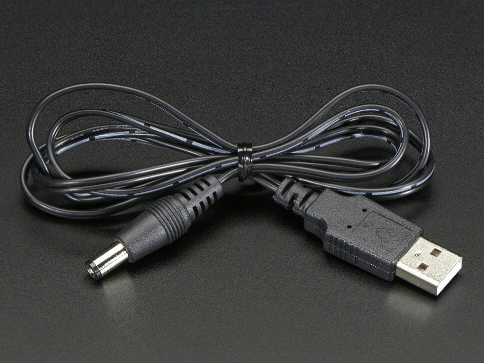※電圧は変換しません。USBコネクタと接続して5Vdc出力のDCジャックに。 ケーブル長：約1m ワイヤーゲージ：22AWG