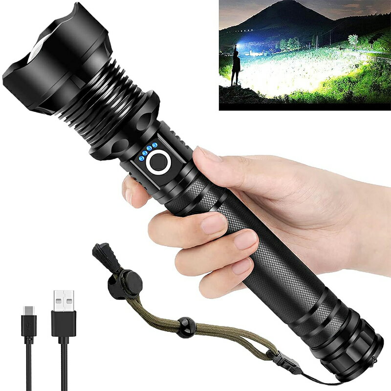 商品詳細 【XHP70.2LEDチップ＆高輝度4000ルーメン実現】 業界最強のXHP70.2LEDチップを採用し、投射された光束の明るさは完全に同じタイプの懐中電灯を超えて、暗闇を簡単に照らし、夜でも安心を感じます。最大500メートル離れ...
