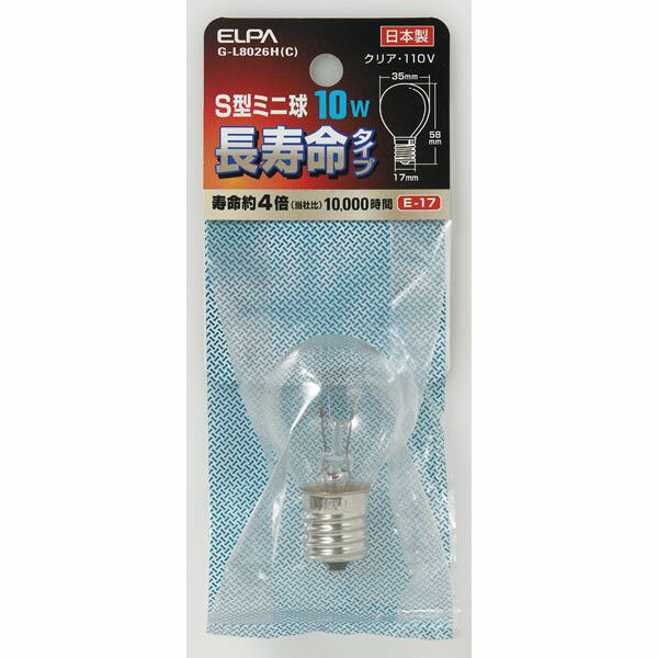 ■ 特徴 ■◇長寿命タイプ◇キラキラした輝きを演出する電球。なだらかな形のガラス球で、小形スタンド・室内装飾照明、ディスプレイ用に適しています。■ 仕様 ■◇定格電圧：110V◇定格消費電力：10W◇定格寿命：約10000時間◇本体サイズ：...