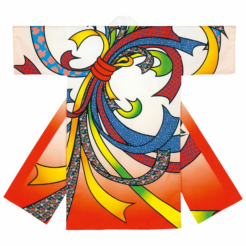 よさこいポリエステルプリント長半纏 品質　：　ポリエステル100%（インクジェット加工） サイズ 　身丈：110cm 　身巾：70cm 　袖丈：40cm 　袖巾：35cm 同柄の子ども用は、こちらへどうぞ。よさこい踊りはもちろん、舞踊やダン...