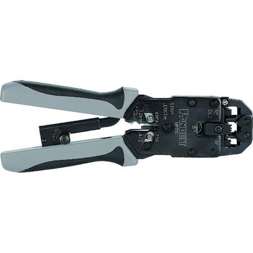 パンドウイット モジュラープラグ圧着工具 MPT5E ケーブルカッター、ストリッパーの付いた圧着工具。 RJ45(Cat5e、Cat6、Cat6AのUTPまたはSTPプラグ)、RJ11(4芯または6芯)兼用 MP588-Xに最適の圧着工具で...