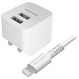 【特長】●合計最大出力2.4Aのライトニングケーブル付属タイプのコンセント充電器です。●コンパクトでキュートなキューブ型で持ち運びに便利です。●コンセントプラグは90°回転式です。●海外でも使用できるAC100V〜240V対応です。※国や地...