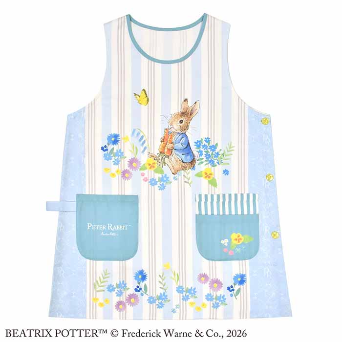 ほかのキャラクターエプロンはこちらから！ピーターラビットのエプロンに新柄が登場♪タオルホルダーがついているので、急ぎ必要な時も、すぐに使用できます。カラフルなお花のイラストとダブルポケットがポイント商品区分雑貨サイズM〜L(フリー)・バスト...