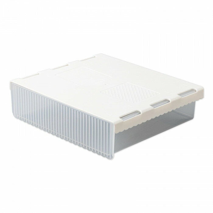 fk094igrjsテープで机下などに後付けできる収納ボックス。サイズ約縦24×横21.2×高さ6.5cm個装サイズ：25.0×22.5×7.0cm重量約292g個装重量：375g素材・材質本体:ポリプロピレンテープ:EVA発泡テープ仕様耐...