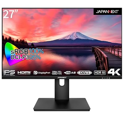 JAPANNEXT 27インチ モニター 4K UHD 3840x2160解像度 IPS ディスプレイ (KVM/HDMI/USB-C 給電 (65W) / DisplayPort/VESA対応/ブルーライトカット) JN-IPS273UH...