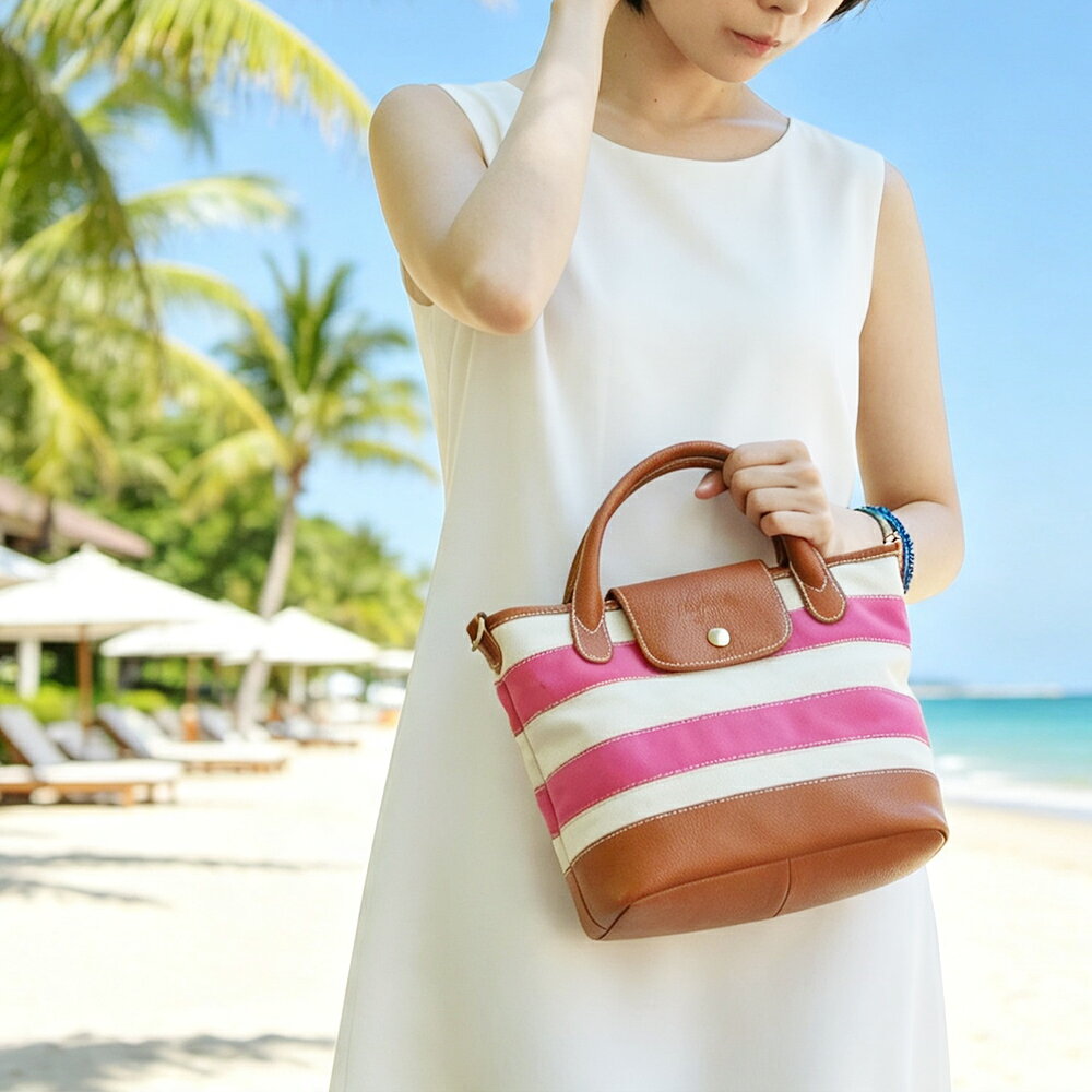 　 　お出掛けにぴったり！マリンボーダーのミニトートBAG♪ ボーダー ポシェット トートバッグ コットンキャンバス レザー 2WAYミニバッグ 【Anti Forme Design】　＜ロージー＞ "全てに於いて上品でかわいい女"をコンセ...