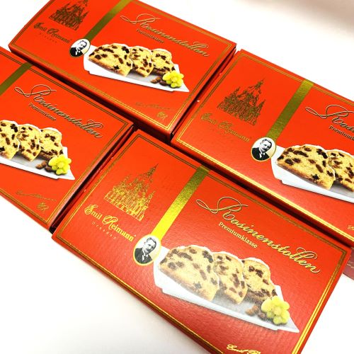 ！！個数限定！！ ---------------商品詳細--------------- 赤い化粧箱入りミニシュトレン250gx4個セット■箱サイズ：150×90×55mm　250g／1個当たり ■原産国：ドイツ ■原材料名：小麦粉・干しブド...