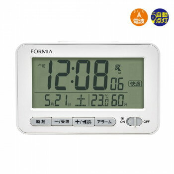 時刻の修正が不要の電波時計。前面にボタンがあり操作しやすいです。液晶画面に時刻を大きく、そしてカレンダーや温度・湿度など便利な情報も見やすく表示します。サイズ約H78×W120×D53mm個装サイズ：7×14×10cm重量約133g個装重量...
