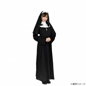 修道女コスチューム。演劇、舞台、学園祭、イベントにもお勧めです。※セット内容をご確認の上ご購入ください。セット内容以外は含まれません。※洗濯はできません。※モニター発色の具合により色合いが異なる場合がございます。サイズ着丈:約130cm、バ...