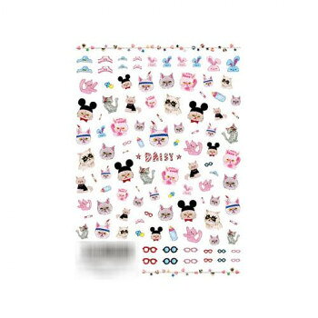 遊び心溢れる猫モチーフのネイルシールです。眼鏡をかけたり、帽子を被せたり、哺乳瓶を持たせたり。重ね貼りすることで様々なデザインが楽しめます。しなやかフィットシート使用。サイズシートサイズ:88mm×120mm個装サイズ：15×9×1cm重量...