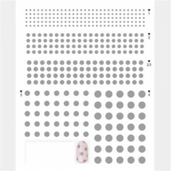 半透明のドットネイルシールです。絶妙な透明感と豊富なサイズ展開で、重ね使いやアレンジも自由自在です。手描きでは難しい繊細なドットが、シールなら簡単、キレイに仕上がります。サイズシート:78×97mm個装サイズ：8×12×1cm重量個装重量：...