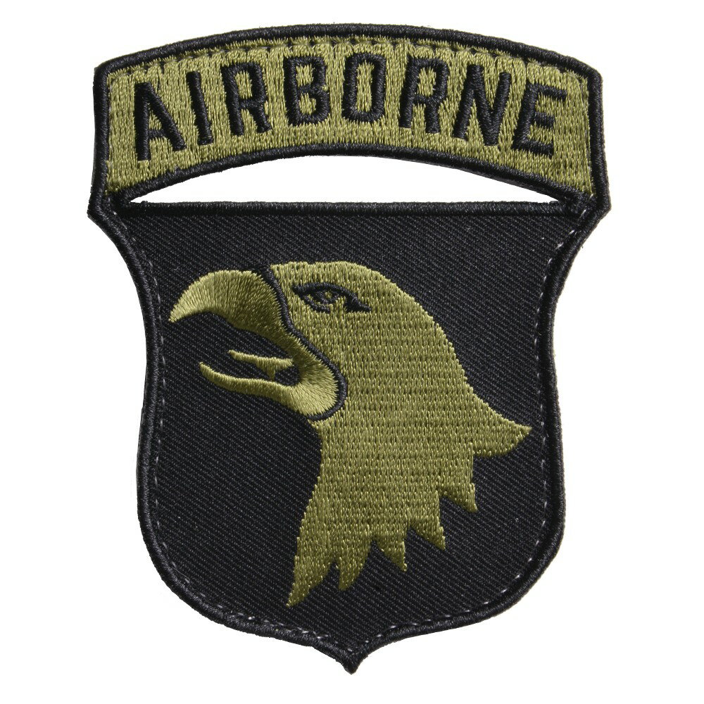 エアボーン 第101空挺師団 ワッペン鋭い目をしたイーグルが特徴的な第101空挺師団のワッペンアメリカ陸軍のAIRBORNE(エアボーン)の中の一つ、第101空挺師団のイーグルロゴがモチーフにしたミリタリーワッペンです。スクリーミングイーグ...