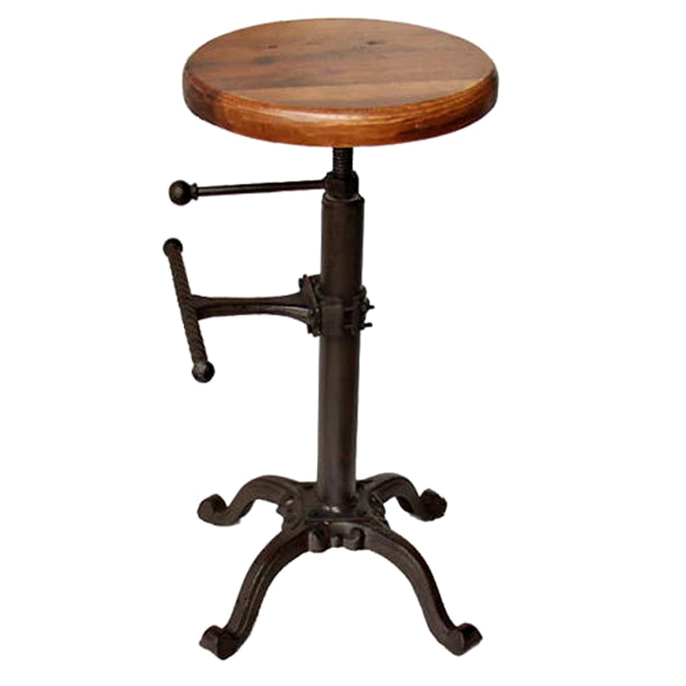 回転イス アンティーク風レトロな作りのアンティーク風家具インダストリアルスタイルな組み立て式のバーチェアです。レバーで上下するような油圧式やガス式ではなく、台座を回して高さを調節するレトロなスタイル。65〜80cmまでの間で調節ができる為、...